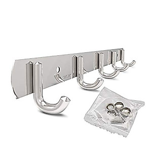 Wall Mount Coat Hook, Rear Door Hook, Stainless Steel 304 Clothes Hook Rack with 5 Heavy Duty Hooks for Durable Wall Hangers for Bedroom, Bathroom, Foyer, Hallway