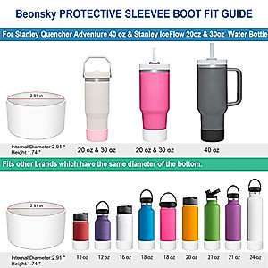 25 Colors Silicone Boot for Stanley 40 oz Quencher & IceFlow 20oz 30oz, 2 PCS Protective Tumbler Cup Boot Sleeve Water Bottle Accessories, BPA-Free Anti-Slip Bottom Cover, Dishwasher Safe