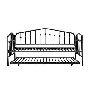 Novogratz Bushwick Metal Daybed & Trundle | Twin Size - Gunmetal Gray Daybeds