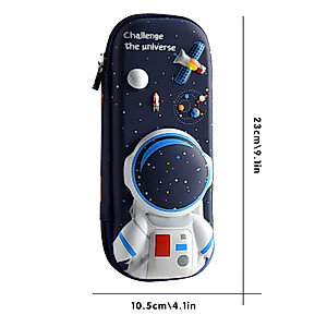 FEWOFJ 3D Space Shuttle Pencil Case for Kids Boys, Waterproof Pencil Box with Compartments Pen Pouch