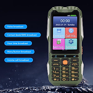 GOWENIC Rugged Senior Cellphone, 4G 4in Touch Screen, Large Button, 18000mAh Battery, LED Flashlight, Loud Sound, Quick Dial Phone,7.0, Extended Standby Time (Green)