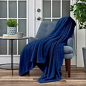 Cosy House Collection Everyday 1500 Series Fleece Blanket - Couch & Travel Essentials - All Season, Stays Fresh & Clean - Soft, Breathable & Skin-Friendly (Throw, Navy)