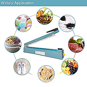 Impulse Sealer 16 inch Heat Sealer for Plastic Bags, Metal Iron Shell Plastic Bag Sealer Heat Seal, Mylar Bag Sealer, Manual Poly Bag Hot Seal Sealing Machine with 4 Repair Kit(2 Cutting Lines Included)