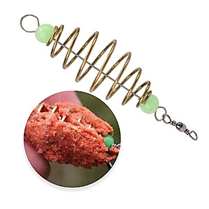 Dilwe Spring Bait Cage, Olive Shape Spring Fishing Tackle Bait Copper Alloy Coil Inline Feeder Lures Cage