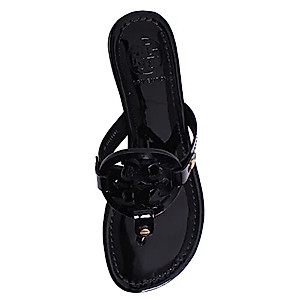 Tory Burch Women's Miller Patent Thong Sandal, Black, 9 Medium US