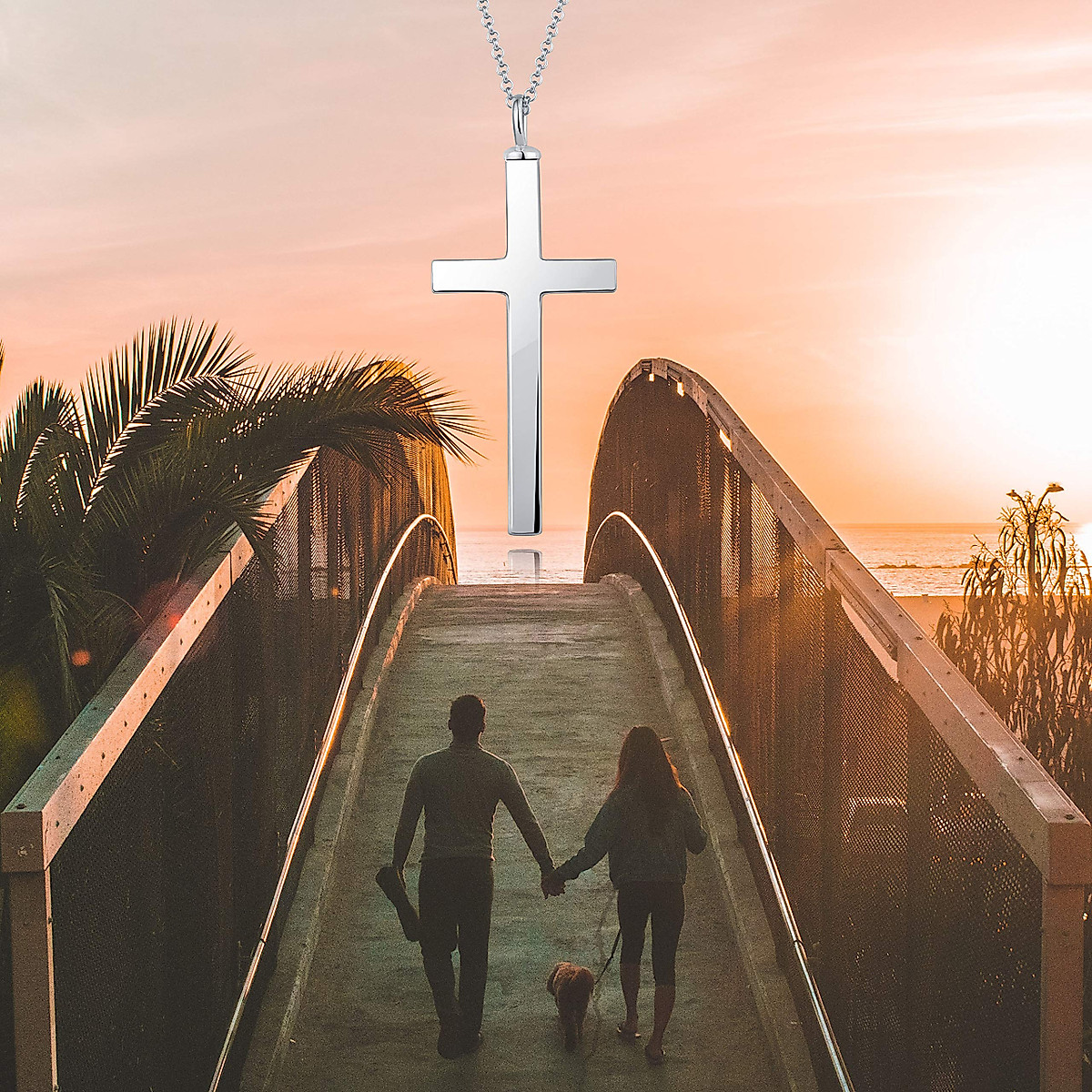 BEILIN 925 Sterling Silver Cremation Jewelry Cross Urn Pendant Memorial Cross Urn Necklace for Ashes