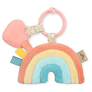 Itzy Ritzy Itzy Pal Infant Toy & Teether; Includes Lovey, Crinkle Sound, Textured Ribbons & Silicone Teether, Rainbow
