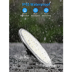 LED High Bay Light 150W, 22500LM LED Shop Light with US Plug 5' Cable, 5000K Daylight UFO LED High Bay Lights, IP65 Commercial Warehouse Light, Super Bright Area Bay Lighting for Garage Barn Workshop