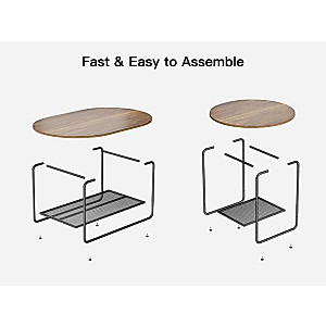 Amada Coffee Table Set, 2-Tier Center Table with Open Shelf and Metal Frame, Modern Round Coffee Table for Living Room, Set of 2, AMCT2V