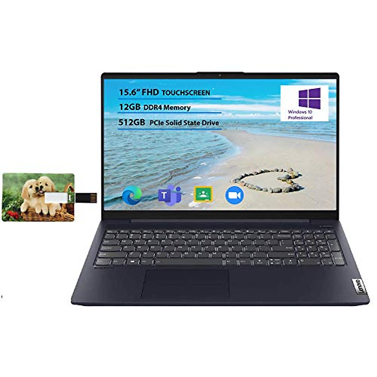 Lenovo 2021 IdeaPad 5 15.6" FHD Touchscreen Laptop Intel Quard-Core i7 1065G7 3.9GHz 12GB DDR4 RAM 512GB PCIe SSD for Business and Education Online Class Webcam Windows 10 Pro | 32GB Tela USB Card