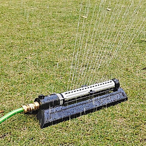 HQMPC Water Sprinkler Oscilating Sprinkler Garden Sprinkler with 2-Way Adjustment and Quick Connect Product Adapter Set Black with 3/4" GHT Nipple