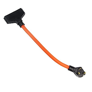 PLIS TT-30P to (3) 5-15R Generator Adapter Plug,5-15R Tri Outlet Adapter Cord,STW 10AWG*3C Generator Cable,30Amp,125V,3Prong,Orange,1.5FT