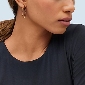 Welry Square Tube Hoop Earrings for Women, 10K Yellow Gold, Jewelry Gift Idea, 40mm