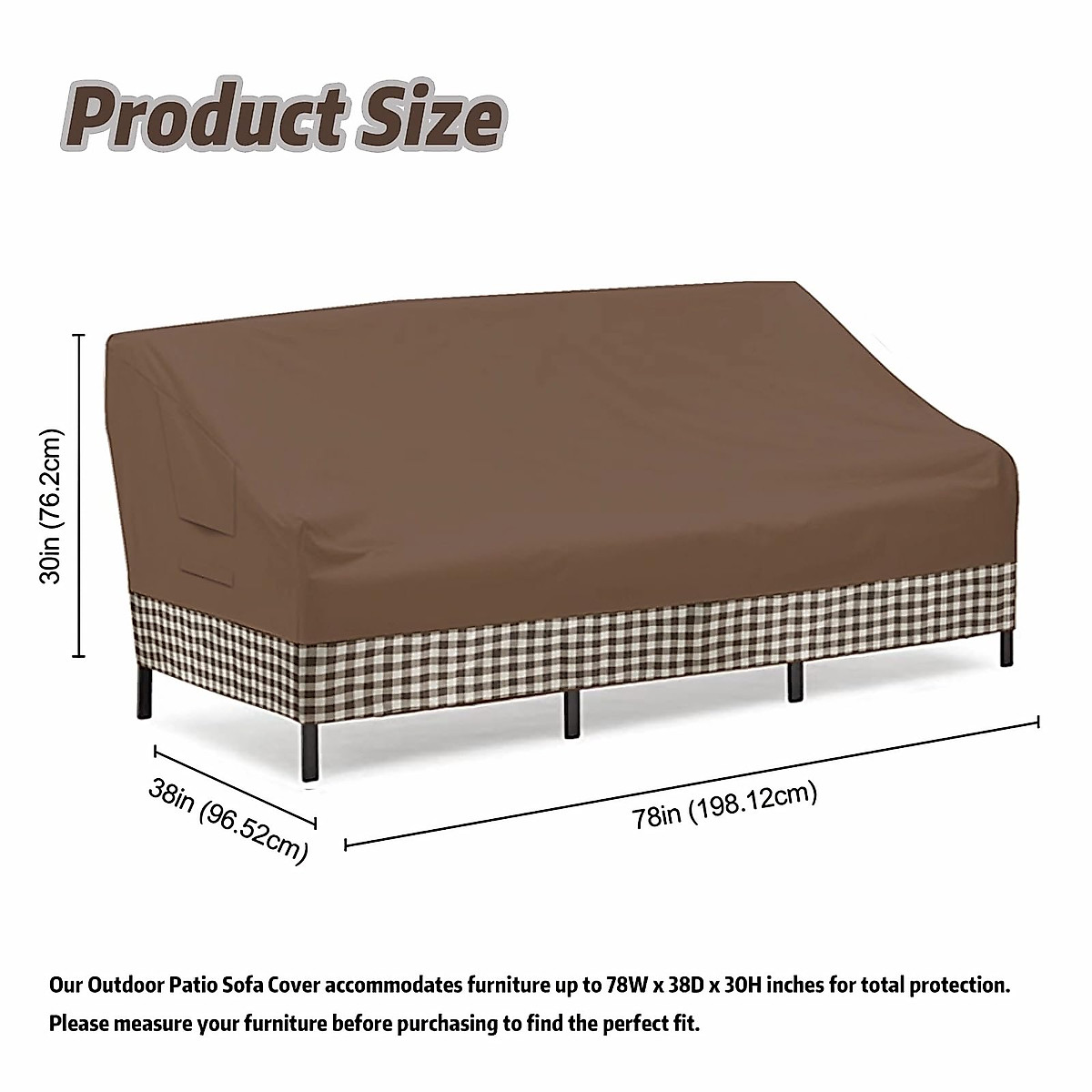 WBLCDH Outdoor Loveseat Cover, Patio Couch Cover, Waterproof 3-Seater Patio Love Seat Cover, Waterproof Outdoor Furniture Covers with Air Vent and Handles, Outdoor Sofa Cover