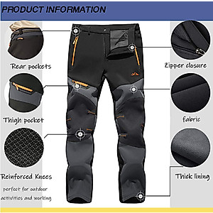 TACVASEN Men's Hiking Pants Waterproof Pants Ski Pants Snow Pants Snowboard Pants Cargo Pants Windproof Pants