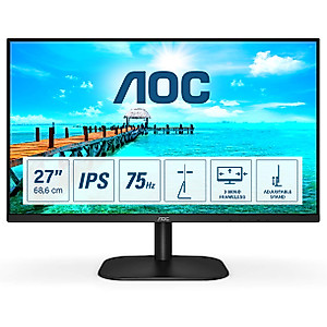 AOC 27B2DA 27 inch IPS Monitor - Full HD 1080p, 4ms Response, Built In Speakers, HDMI, DVI