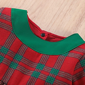 Toddler Girls Christmas Dress Long Sleeve Plaid Prints Princess Dress Xmas Party Ruffles Dresses Clothes(Red,12-18 Months)