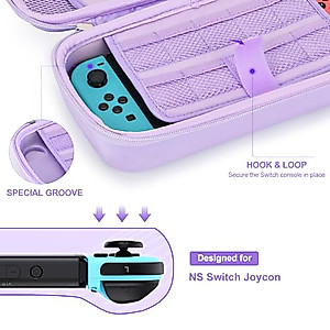 innoAura Switch Case for NS Switch 19 in 1 Switch Accessories Bundle with Switch Carrying Case, Switch Game Case, Switch Screen Protector, Switch Stand, Switch Thumb Grips (Purple)