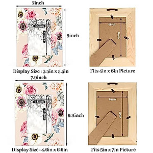 POFATO Chrysanthemum Pink Rose 4x6 Picture Frame Wood Photo Frame for Tabletop Display Wall Mount Picture Frame Display 4x 6 Inch Photo Wall Decor Home Gift Frames