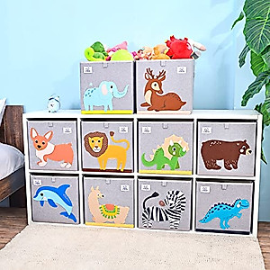 CLCROBD Foldable Animal Cube Storage Bins Fabric Toy Box/Chest/Organizer for Toddler/Kids Nursery, Playroom, 13 inch (Dinosaur T-Rex)