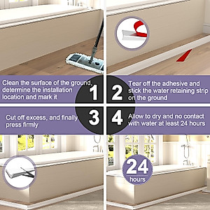 Hzetuu Shower Water Guard Silicone - 197 In Shower Threshold Water Dam Barrier, Shower Dam Water Stopper Seal Strip for Kitchen Bathroom Bathtub White