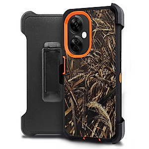Customerifrst Shockproof Phone Case Compatible OnePlus Nord N30 5G with Belt Clip Holster Phone Case, Heavy Duty Rugged Full-Body Cover with Kickstand Built in Screen Protector (Camo)