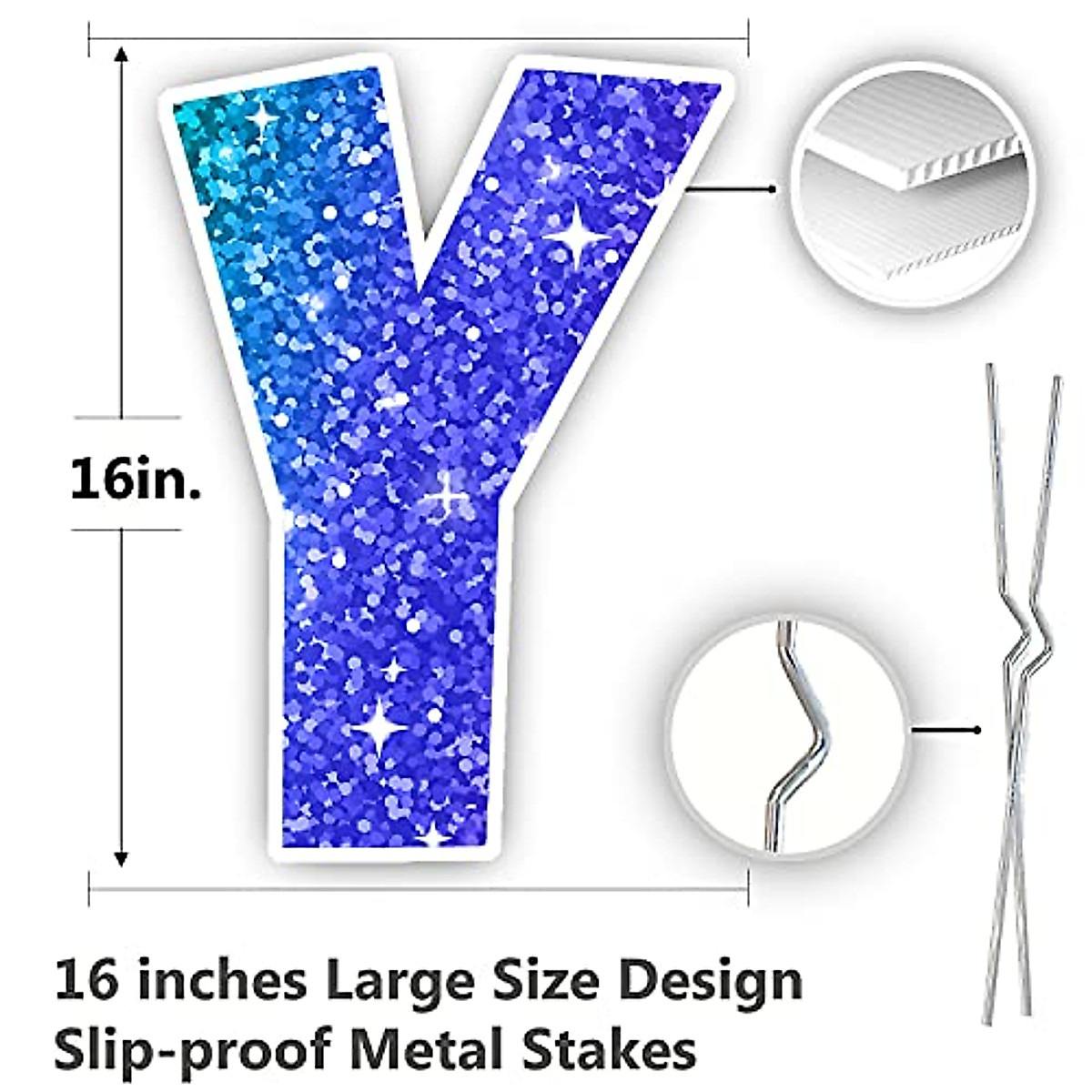 Coonoe Happy Birthday Yard Sign with Metal Stakes - 16” Outdoor Lawn Decorations, Weather-Resistant Letters, birthday party supplies gift for Kids & Adults (Glitter)