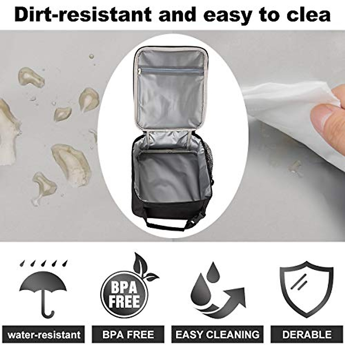 LivingAid Insulated Lunch Bag for Men Women Adults with Flatware Set, Portable Small Reusable Lunch Box Container for Office, Outdoors, On the Go