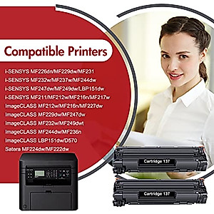 137 Toner Cartridge 2-Pack Compatible Replacement for Canon 137 Black Toner Cartridge CRG137 for ImageCLASS D570 MF232w MF242dw MF236n MF249dw MF244dw MF247dw MF227dw MF229dw Printer Toner