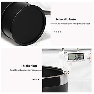 LEASYLIFE,Open Top Hotel Trash Can, Office Metal Black Waste Basket,Round Garbage Can for Hotel,Restaurant,Office