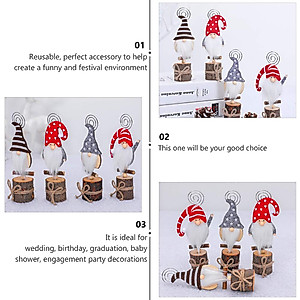 PRETYZOOM 4pcs Christmas Gnomes Place Card Holder Table Number Holders Table Picture Holder for Christmas Party Favors Gifts