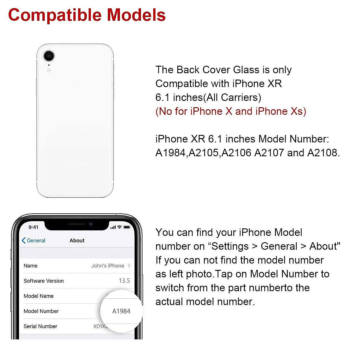 Perzework OEM Rear Back Glass Replacement for iPhone XR with Reparing Toolkit and Pre-Installed Adhesive White