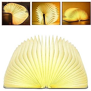 MWrouqfur Wooden Book Light, Novelty Folding Book Lamp, Folding Night Light, USB Rechargeable Wooden Table Lamp, Magnetic Design - Creative Gift Home Office Decor for Family Girlfriend