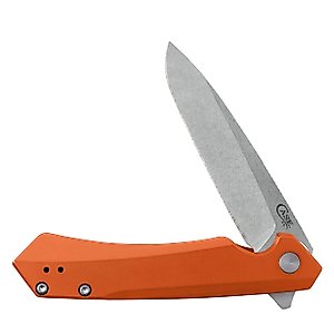 Case xx Knives Kinzua 64696 Frame Lock S35VN Steel and Orange Aluminum Pocket Knife