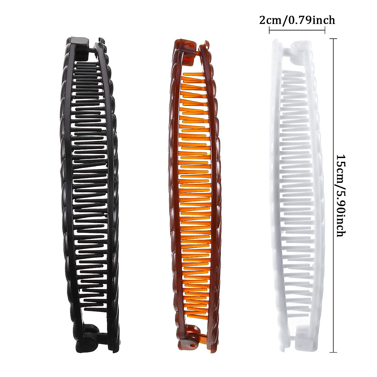 6 Pieces Banana Hair Clip Clincher Combs Clip Fishtail Fish Shape Hair Clip Ponytail Banana Clip Clamp Accessory for Girls Women Hair (Black, White, Brown)