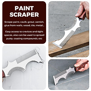 PinStone 8-In-1 Painters Tool, Paint Brush Comb, Paint Roller Cleaner Tool, Stainless Steel Paint Scraper, Putty Knife, Paint Can Opener, Metal Paint Brush Comb and Roller Cleaning Tool