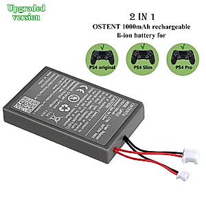 OSTENT 1000mAh 3.65V 3.7Wh Rechargeable Li-ion Battery Pack Replacement for Sony PS4 Original/Pro/Slim Wireless Bluetooth Dual Shock Controller CUH-ZCT1 CUH-ZCT2