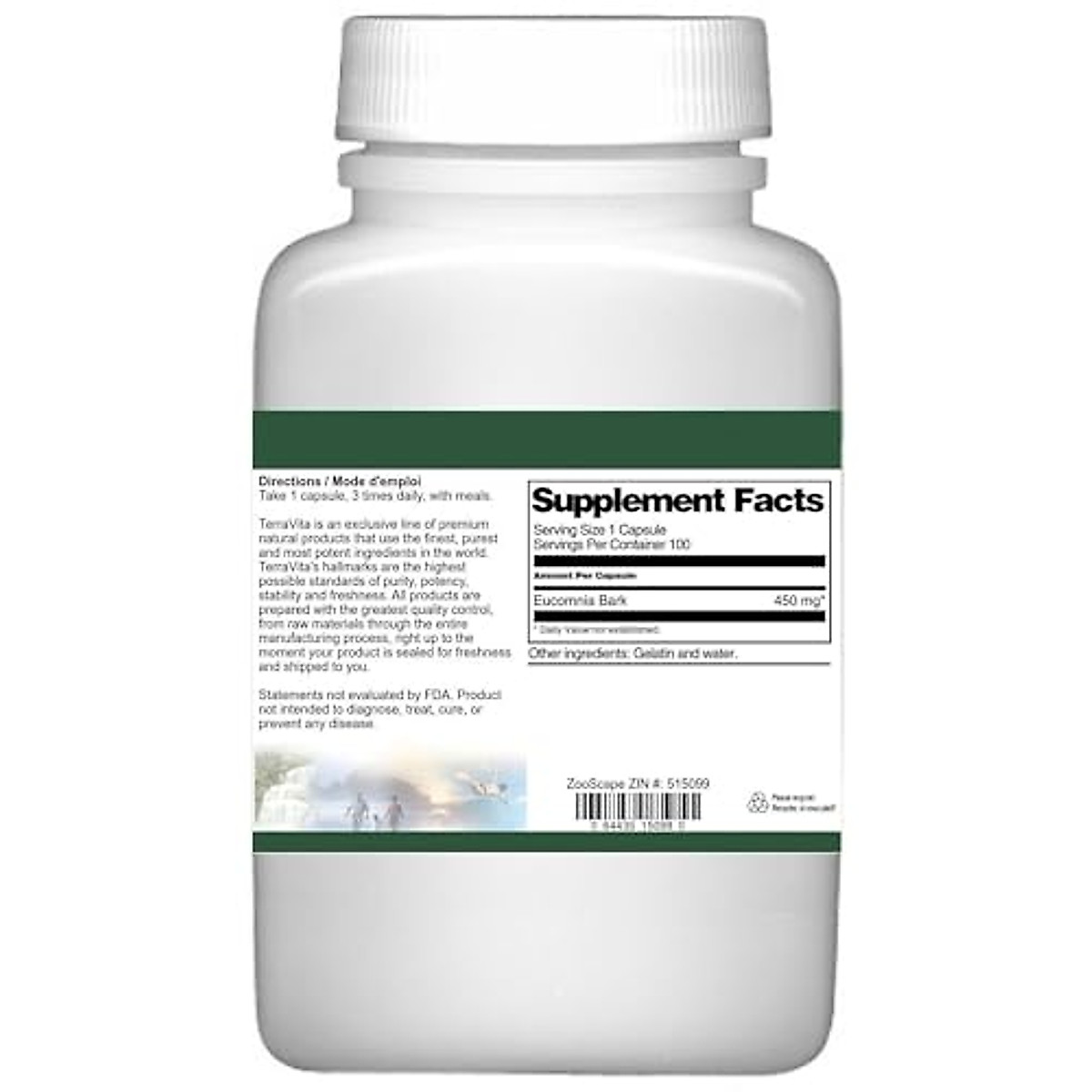 Eucommia Bark (Du Zhong) - 450 mg (100 Capsules, ZIN: 515099)