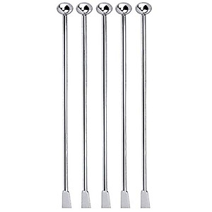 Jsdoin Stainless Steel Coffee Beverage Stirrers Stir Cocktail Drink Swizzle Stick with Small Rectangular Paddles (5 silver)