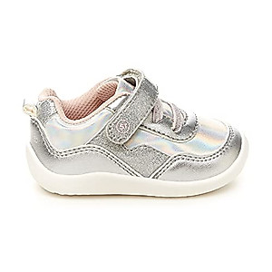 Stride Rite 360 Baby Shoes, Natasha First Walker Shoes for Girls, Khaki (Size 3),Silver