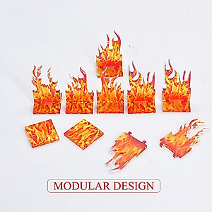 Wall of Fire Miniature (Set of 8) Spell Effects Flame Terrain for D&D, Dungeons and Dragons, Pathfinder and Other Tabletop RPG