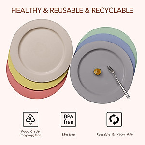 greenandlife 10inch/6pcs Dishwasher & Microwave Safe Wheat Straw Plates - Lightweight Reusable Unbreakable Dinner Plates, Non-toxin, BPA Free and Healthy for Kids & Adults
