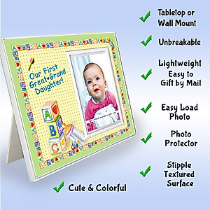 Our First Great Granddaughter Picture Frame | New Great Grandparent Gifts | Baby Announcement Frame | Photo Frame Measures 8.25 in x 7 | Holds a 3.5 x 5 Photo | Front-Load Photo Design |Easy to Mail
