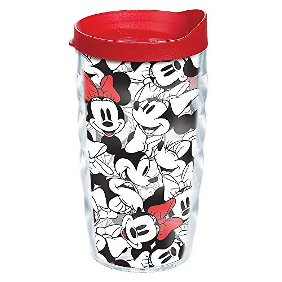 Tervis Made in USA Double Walled Disney - Minnie Expressions Insulated Tumbler Cup Keeps Drinks Cold & Hot, 10oz Wavy, Clear