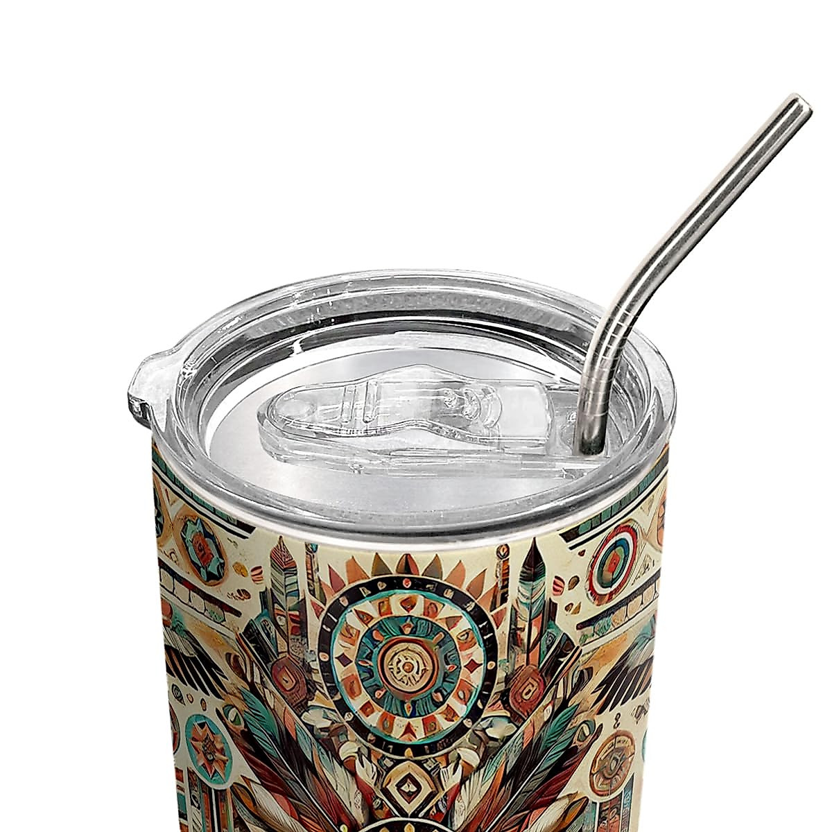 20oz Dreamcatcher Native American Tumbler, Native American Indian Gifts, Coffee Thermos for Women, Men, Stainless Steel Double Wall Vacuum Insulated Coffee Mug, Travel Cup with Lid