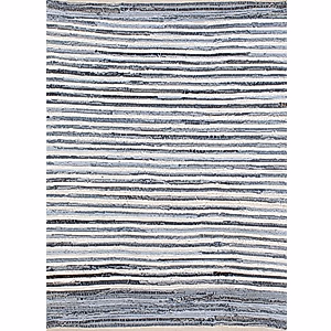 RAJRANG BRINGING RAJASTHAN TO YOU 4' x 6' Reversible Area Rugs Blue Denim Chindi Rag Rug Hand Woven Boho Eco Friendly Recycled Material for Farmhouse Home Decor