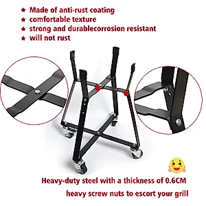 Rolling Cart for Kamado Joe Junior Accessories,Kamado Joe Rolling Nest with Heavy Duty Locking Caster Wheels Powder Coated Steel Rolling Outdoor Cart for Kamado Joe Junior Grill Stand