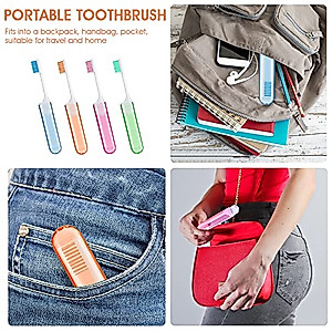 Sibba Toothbrush Covers 4 Pieces Folding Manual Toothbrushes Case Travel Kit Soft Bristles Tooth Brushes Mini Size Portable Brush Coverings Wrapped for Men Women Childrens Toddler