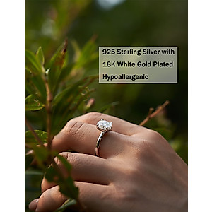 IMOLOVE Moissanite Oval Engagement Rings for Women 1.5CT Oval Ring Sterling Silver 18K White Gold Plated Solitaire Engagement Ring Promise Ring Wedding Ring for Her-70