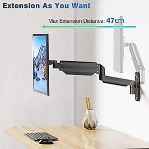 ErGear Single Monitor Wall Mount for 13 to 32 Inch Computer Screens, Gas Spring Wall Monitor Arm Holds up to 17.6lbs, Adjustable Wall Monitor Mount with Tilt/Swivel/Rotation, VESA 75x75/100x100mm